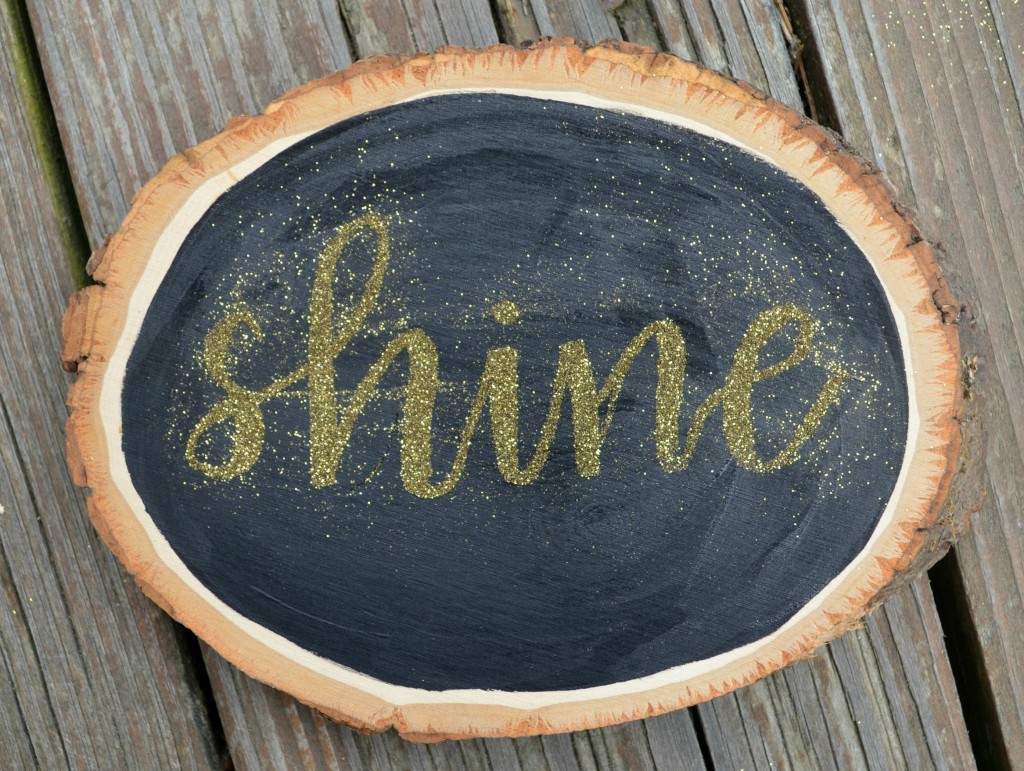 Embossed "Shine" Sign with Hand Lettering
