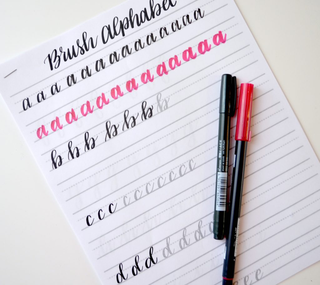 Free Brush Lettering Practice Sheets: Lowercase Alphabet