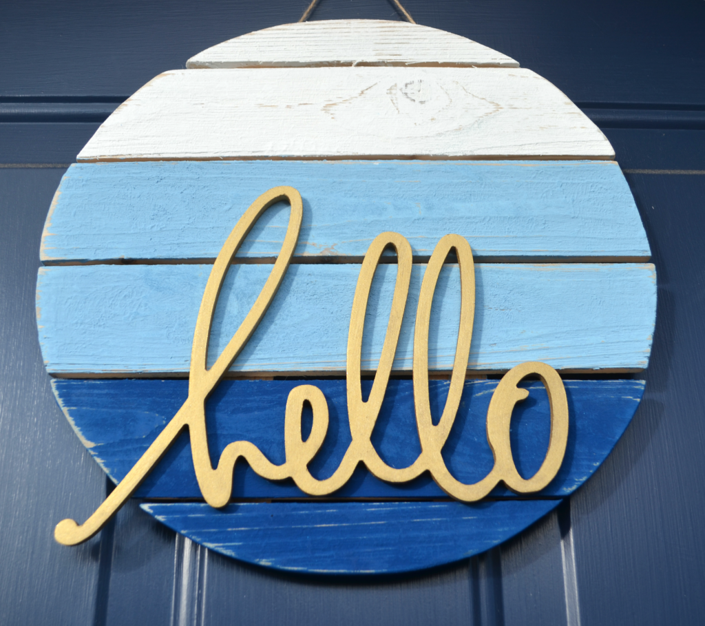 "Hello" Front Door Sign with Plaid Brushed Metal Paint - Amy Latta ...