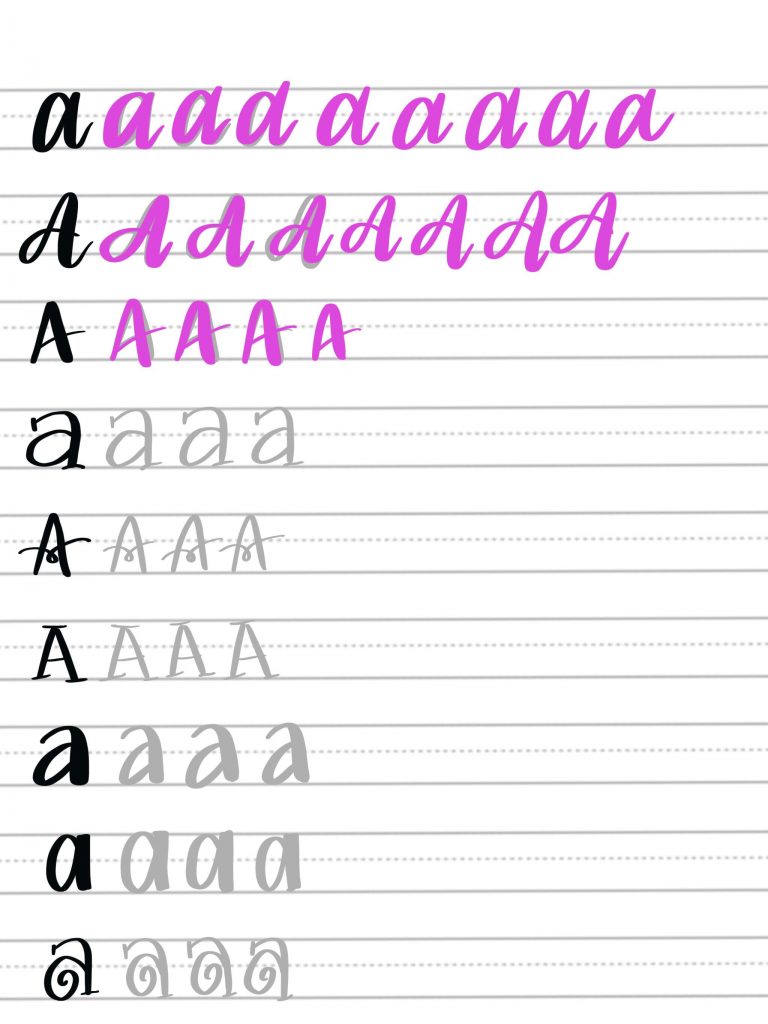 Hand Lettering Practice Sheets: 9 Ways to Draw an A - Amy Latta Creations
