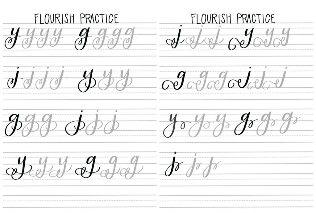 Hand Lettering: Descender Letter Flourishes & Free Practice Sheets ...