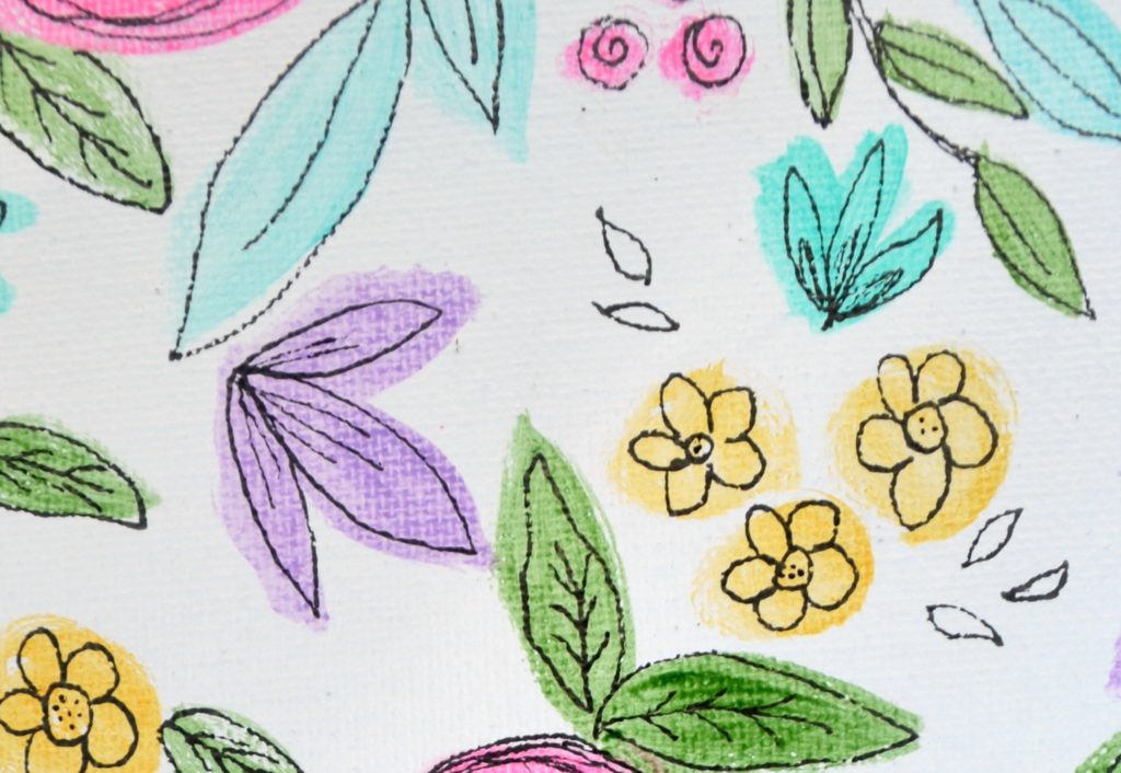 Floral Doodles Watercolor Canvas - Amy Latta Creations