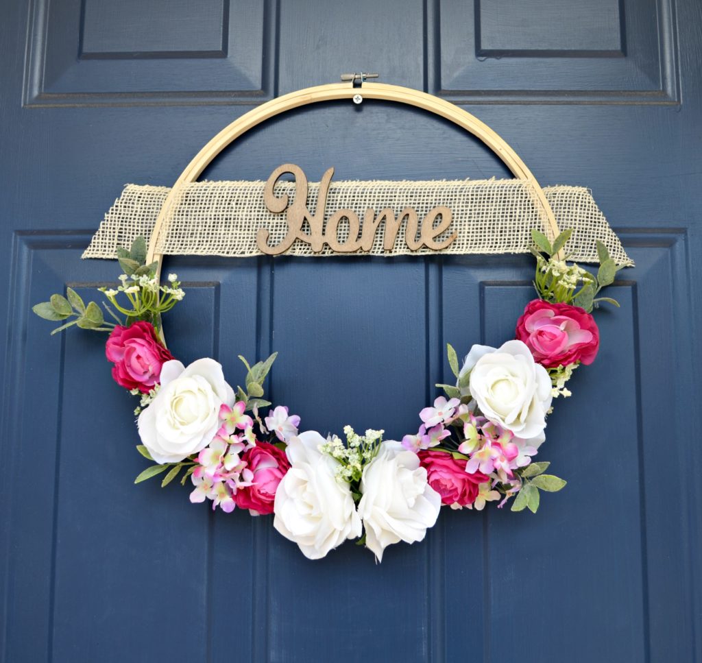 Floral Spring Wreath from an Embroidery Hoop - Amy Latta Creations