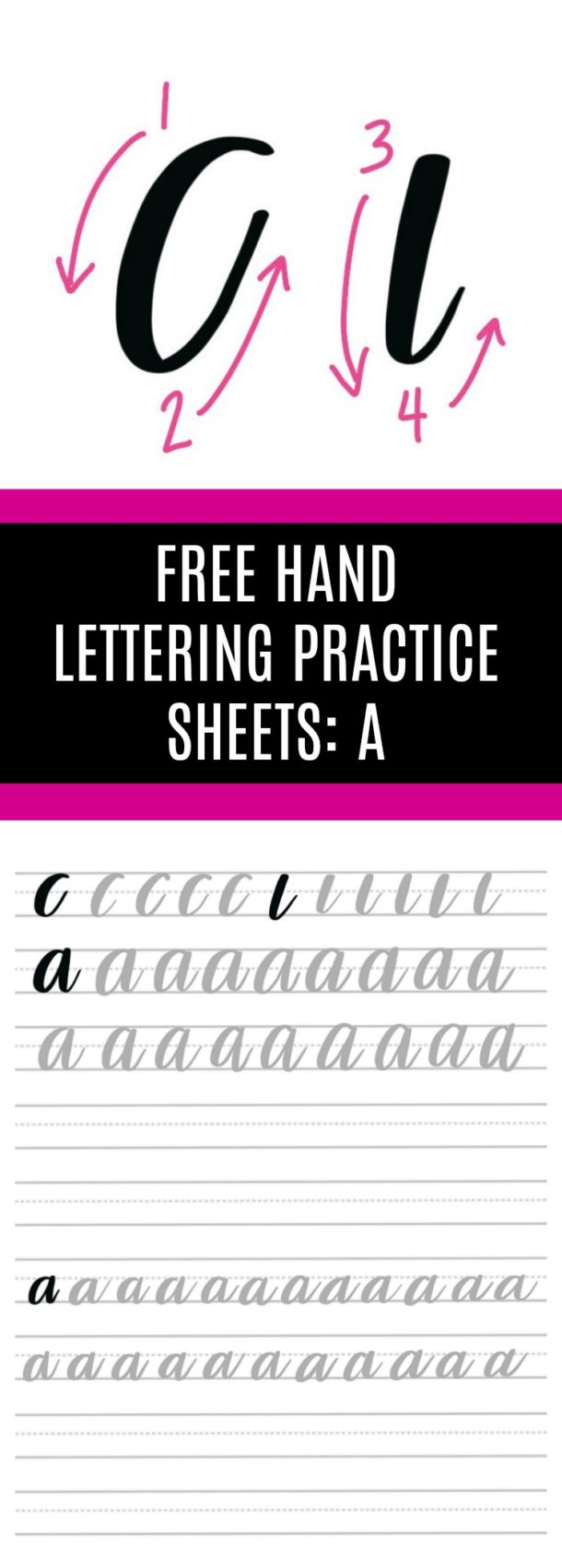 Free Hand Lettering Practice Sheet: A - Amy Latta Creations