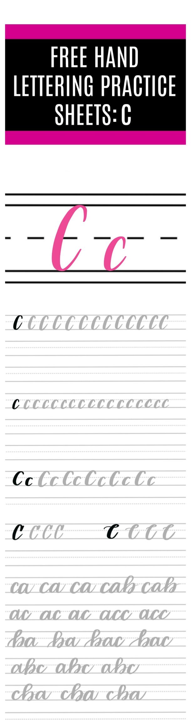 Free Hand Lettering Practice Sheets: C - Amy Latta Creations