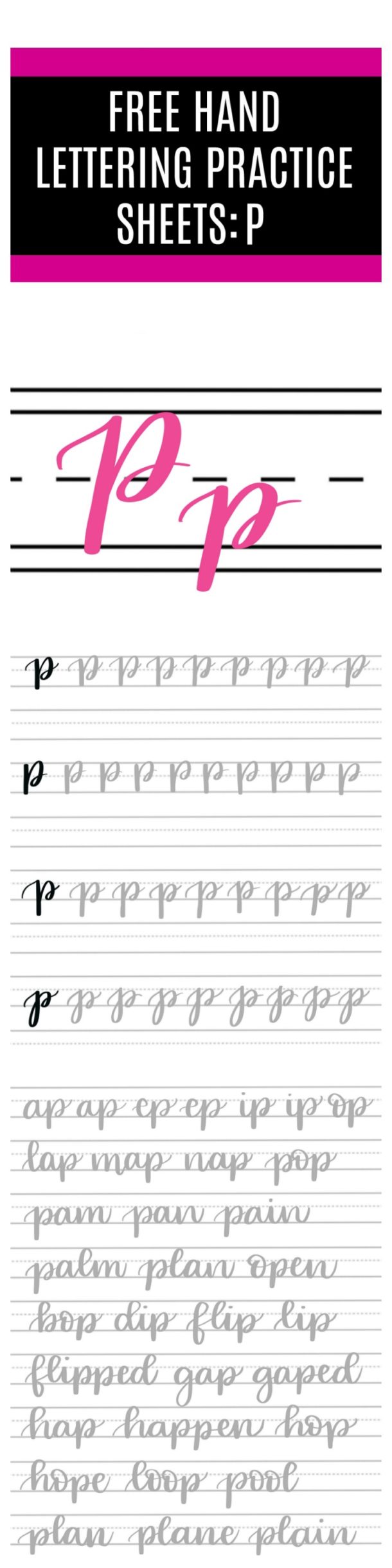 Free Hand Lettering Practice Sheets: P - Amy Latta Creations