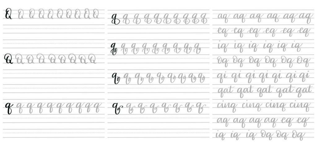 Free Hand Lettering Practice Sheets: Q - Amy Latta Creations
