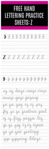 Free Hand Lettering Practice Sheets: Z - Amy Latta Creations
