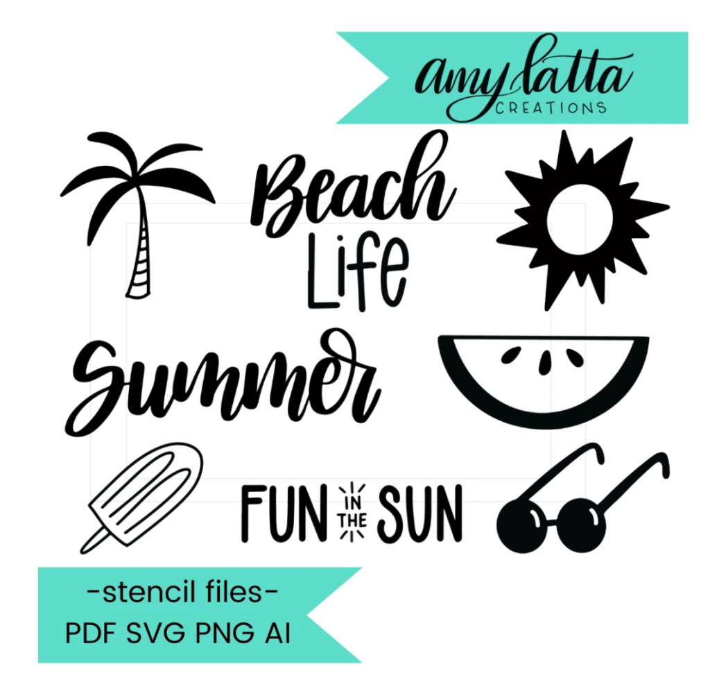 Summer Utensil Set + a Free Stencil Download - Amy Latta Creations