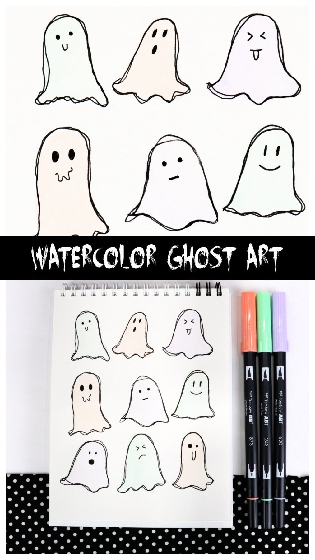 Watercolor Ghost Art with Markers - Amy Latta Creations