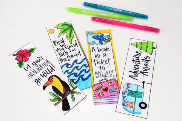 Free Printable Summer Bookmarks to Color - Amy Latta Creations