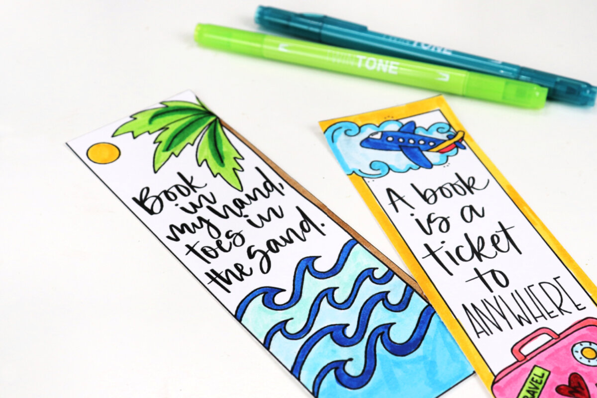 Free Printable Summer Bookmarks to Color - Amy Latta Creations